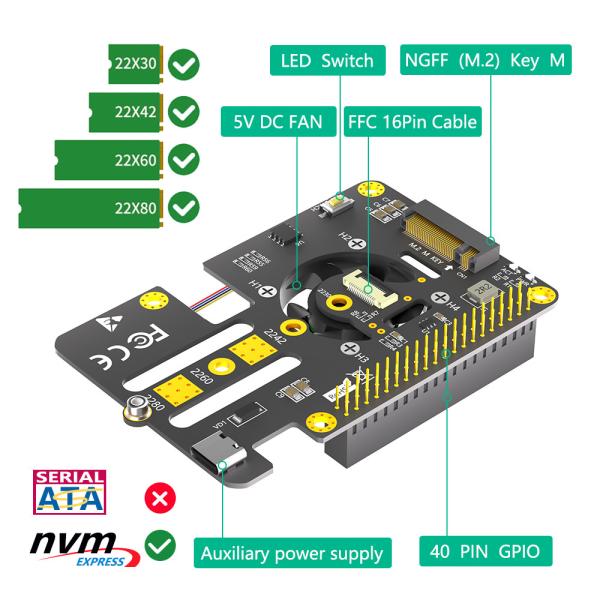 Quality Gen2 Raspberry Pi M 2 Adapter NVMe To PCIe PCI E Raspberry Ssd Adapter 3 In 1 for sale