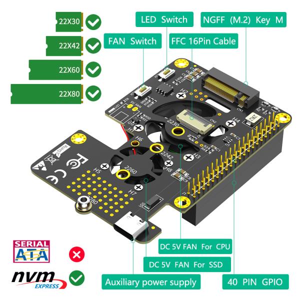 Quality 3 In 1 Combo Raspberry Pi Adapter M.2 NVMe SSD To M2 PCIE Nvme Adapter for sale