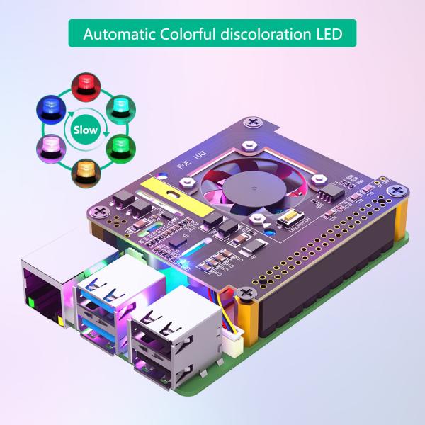 Quality Raspberry Pi 5 PoE HAT with Cooling Fan and Automatic LED 5V 5A 25W IEEE 802.3af for sale