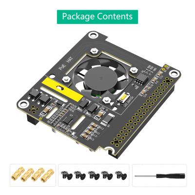 China Raspberry Pi 5 PoE HAT with Cooling Fan and Automatic LED 5V 5A 25W IEEE 802.3af/at-Compliant for sale