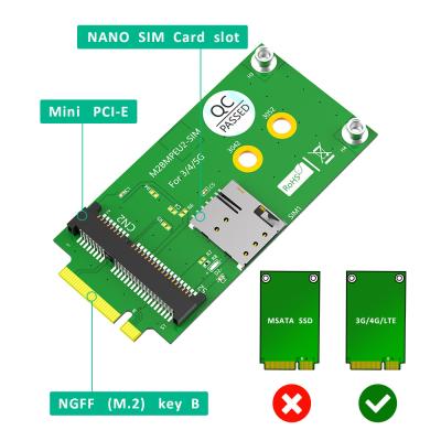 China NGFF 3042/3052 M.2 Key B To Mini PCI-E Adapter With SIM Card Slot for sale