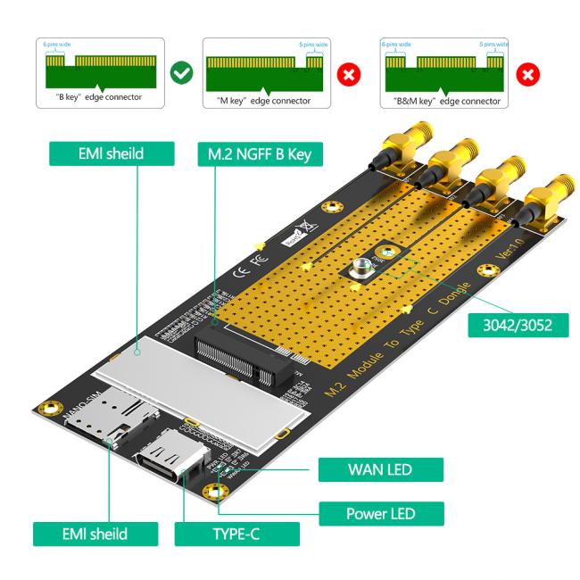 PCI-E NGFF to M.2 NVME Adapter side view