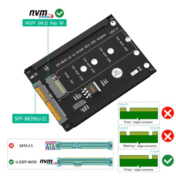 Quality M.2 NGFF key M SSD to SFF-8639 U.2 Adapter with Frame Bracket for sale