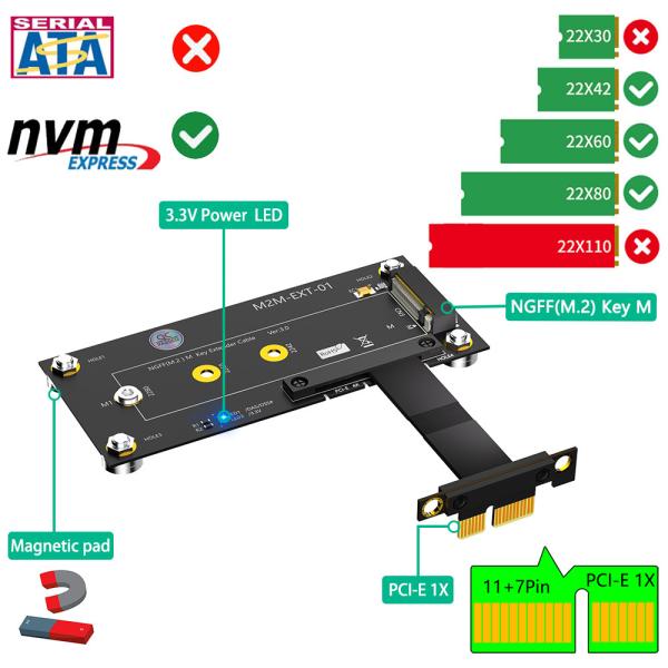 Quality New Version M.2 NGFF NVME M-Key SSD To PCI- E 4X Extension Cable Adapter for sale