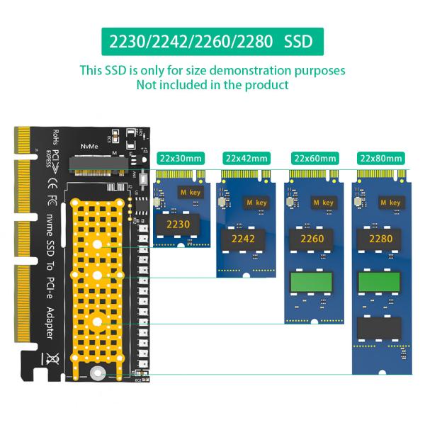 Quality M.2 nvme SSD to PCI-E 4X/8X/16X adapter with 3528 Colorful flash LED for sale