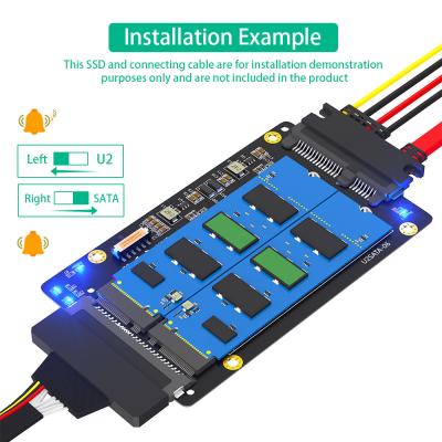 China New Version 2 in 1 Combo M.2(NGFF) NVME PCI-E SSD to U.2 SFF-8639 ＆M.2( NGFF) SATA SSD to SATA Adapter for sale