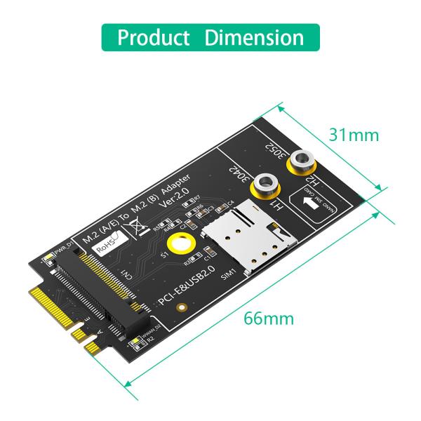 Quality M.2 Key B to A+E Adapter with NANO SIM card Slot for 3G/4G/5G Module for sale