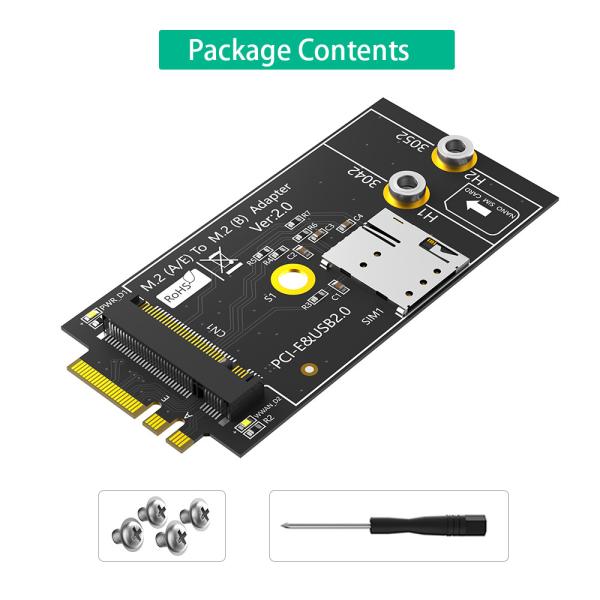 Quality M.2 Key B to A+E Adapter with NANO SIM card Slot for 3G/4G/5G Module for sale