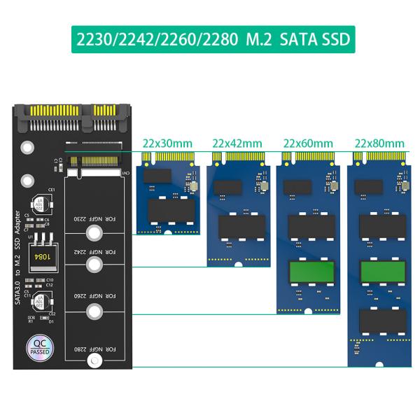 Quality M.2 NGFF SSD to SATA 3 3.0 Adapter Card Converter B B&M Key for 2230 2242 2260 for sale