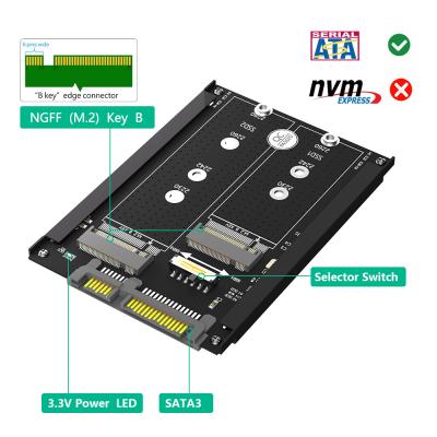 China Dual M.2 B Key/B&M Key SSD to 2.5" SATA III with STA 2.5 inches Frame Bracket for sale