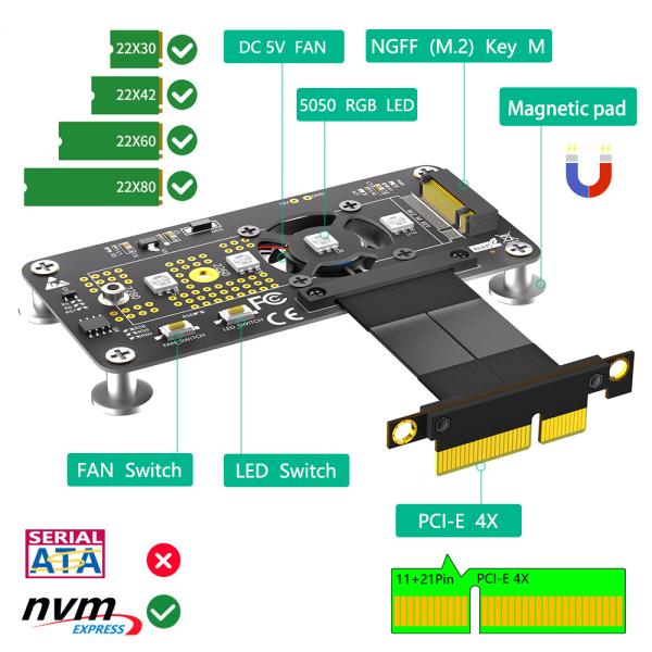 Quality PCI Express PCI-E 3.0 4X to NGFF M.2 2280 M2 NVME SSD Converter Adapter Card for sale