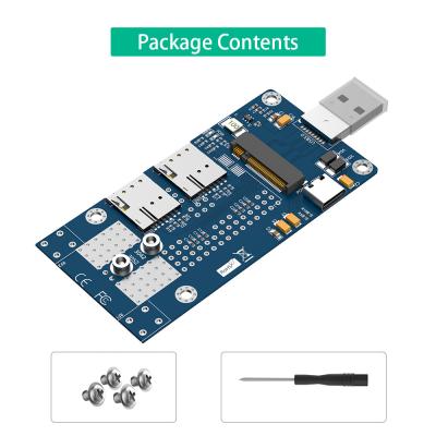 China USB 3.0 & Type-C Auxiliary Power To NGFF M.2 B-Key Wireless Adapter Card With 2 NANO SIM Slot For 5G 4G LTE WWAN Modem Module. for sale