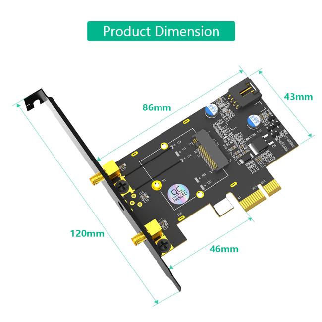 NGFF to PCIe adapter close-up