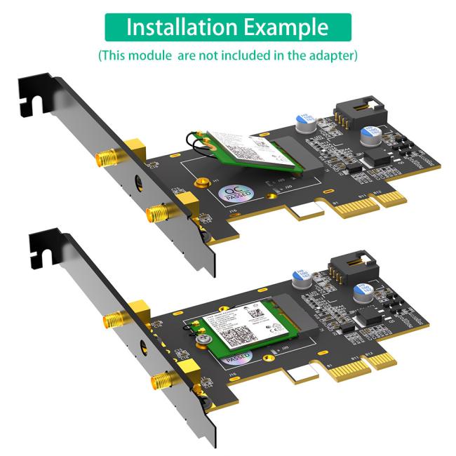 NGFF to PCIe adapter installation view