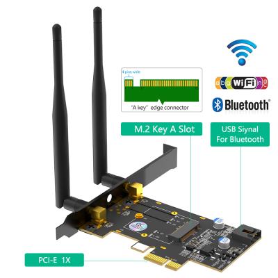 China NGFF M.2 Key A To PCl-e X1 Adapter For WiFi And Bluetooth Card Connect Bluetooth Interface And Dual Antennas for sale