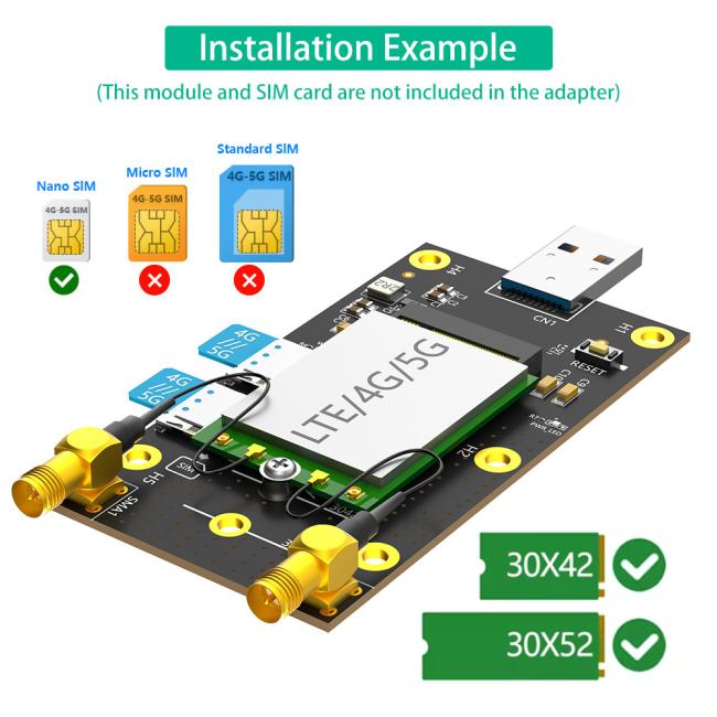 PCI Express Gen 3.0 M.2 to USB 3.0 Adapter side view