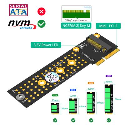 China M.2 (NGFF) Nvme  SSD to Mini PCIe Adapter M.2 NGFF Key-M Adapter for sale