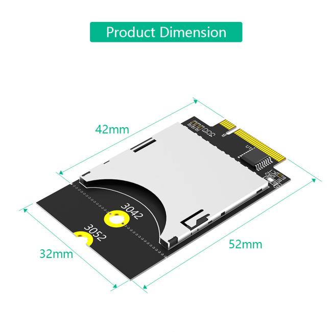 NGFF M.2 Key-B to SD Card Adapter top view