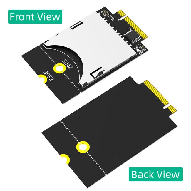 NGFF M.2 Key-B to SD Card Adapter with SD card inserted