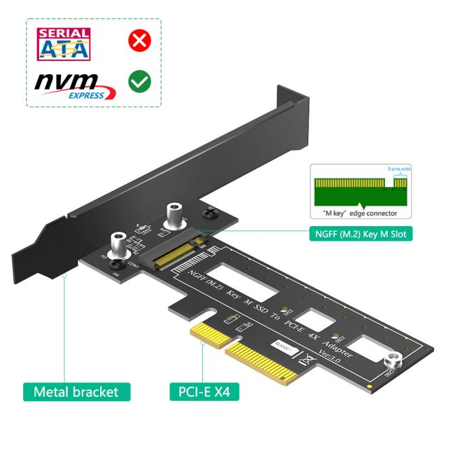 M.2 NGFF PCI-e NVMe SSD to PCI Express adapter top view