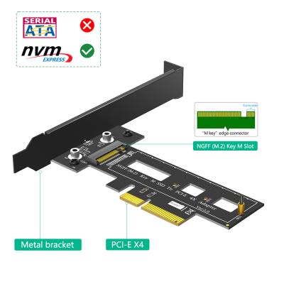 China M.2 NGFF PCI-e SSD to PCI Express 3.0 x4 Host Adapter Card - Support M.2 PCIe (NVMe or AHCI) Type 2242 2260 2280 for sale