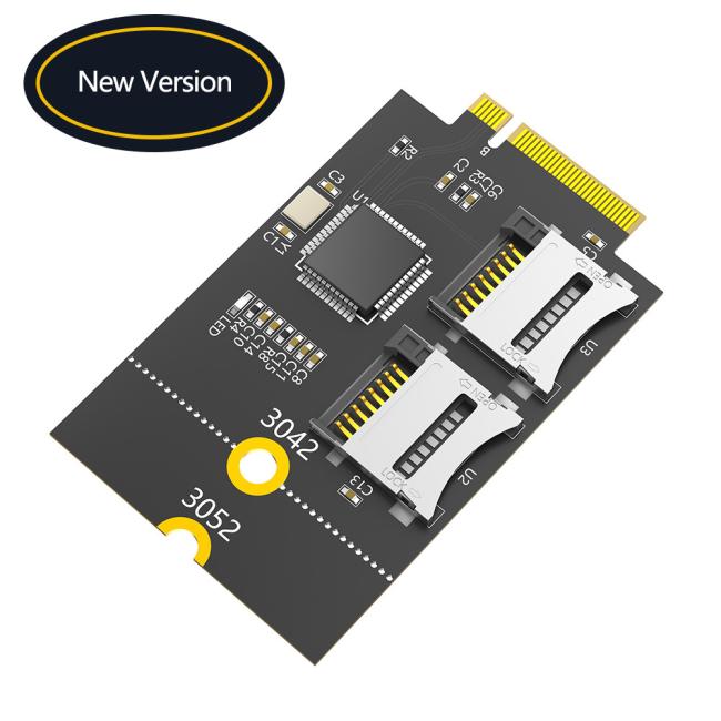 Dual Micro SD to NGFF M.2 Key B Adapter front view