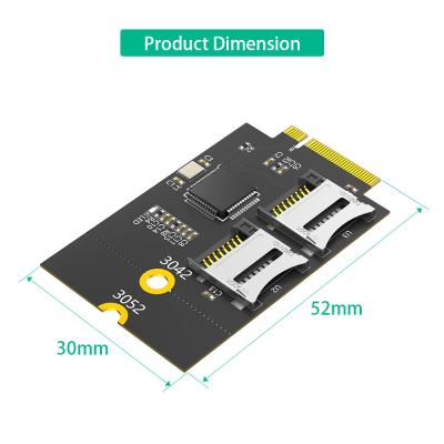 China Dual Micro SD Card, TF Card to NGFF M.2 Key B Adapter(Supports USB Bus, not SATA Bus) for sale