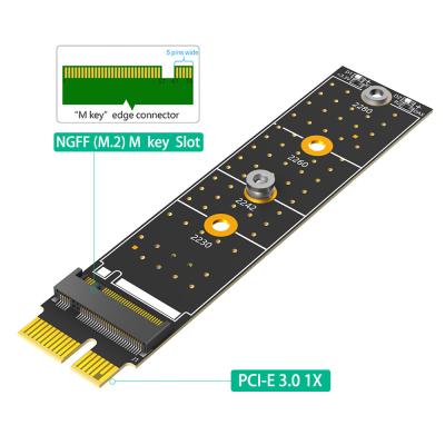 China NGFF M.2  Nvme M Key SSD To PCI- E 1X Adapter Vertical Installation PCI-E 1x To NGFF M.2 Key-M Supports sizes 2230-2242-2260-2280 for sale