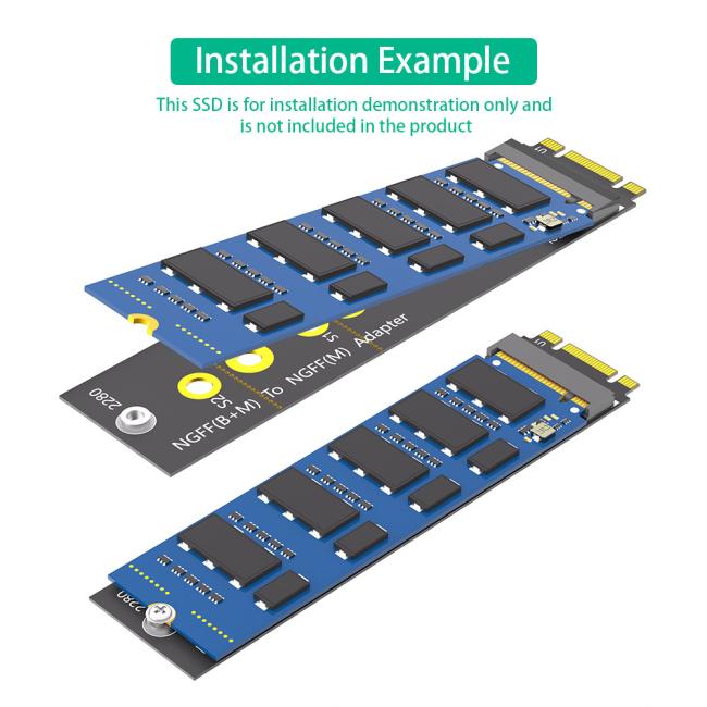 Adapter with 2242 size SSD installed