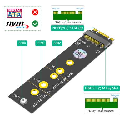 China M.2 (NGFF) Key B+M to Key M Adapter for PCI-E Bus SSD Suitable for Nvme SSDs with 2242, 2260, and 2280 sizes for sale