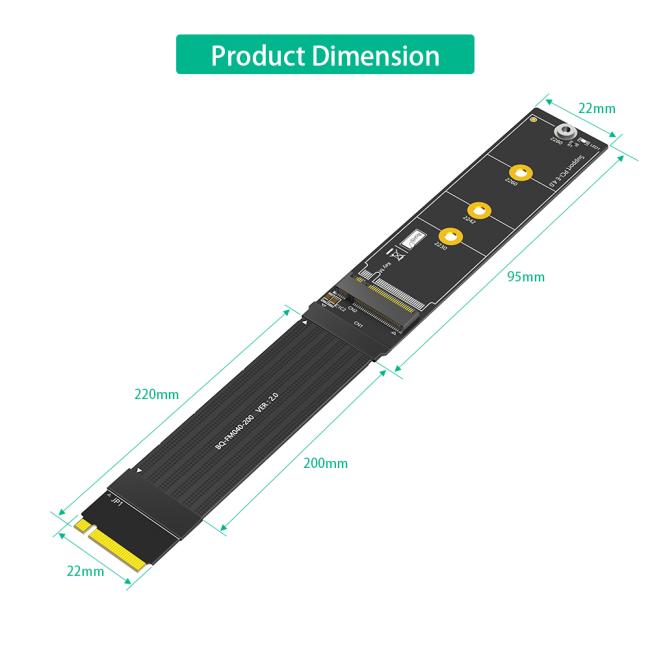 180 Degree NGFF M.2 NVME SSD Extension Cable close-up
