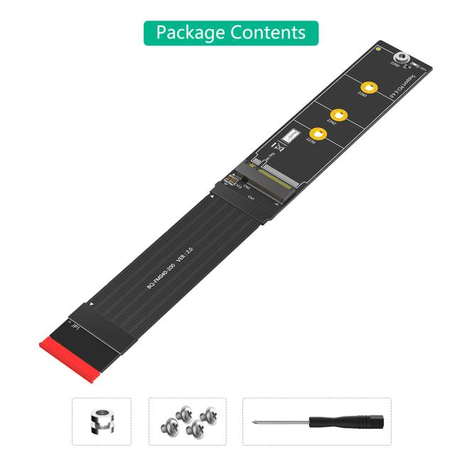 180 Degree NGFF M.2 NVME SSD Extension Cable with SSD installed