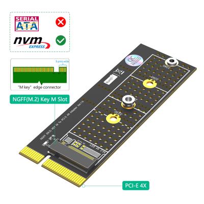 China NGFF(M.2)  Nvme M Key SSD To PCI- E 1X Adapter With Heatsink vertical Installation for sale