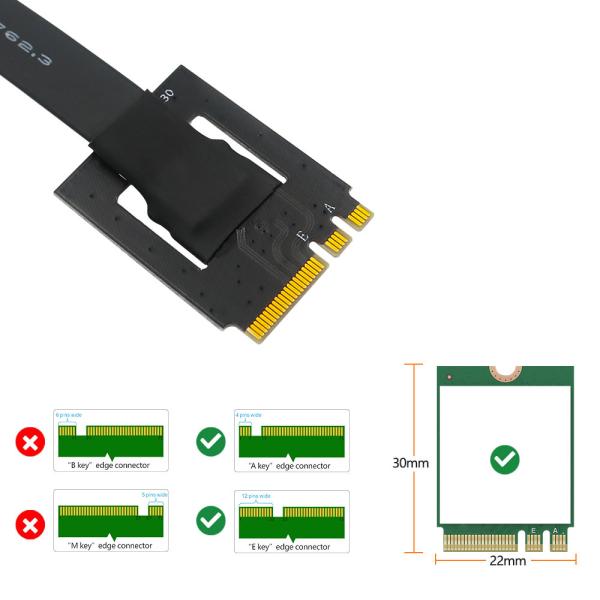 Quality M.2 NGFF Computer Adapter Key A-E To PCIe Adapter 16X Cable 25cm Black for sale
