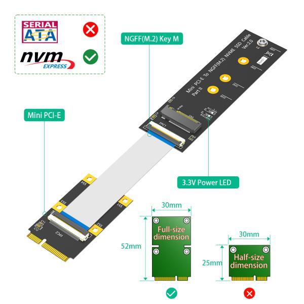 Quality LED 3.3V M 2 NVME SSD Adapter To Mini PCIe Ssd Adapter 3.3V for sale