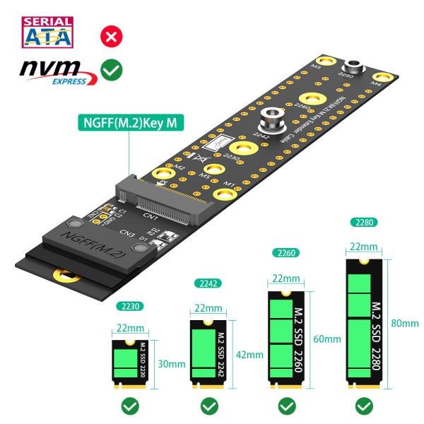 Quality SATA Computer Adapter NVMe SSD Extension Cable 20cm PCIe 3.0 X4 Adapter for sale