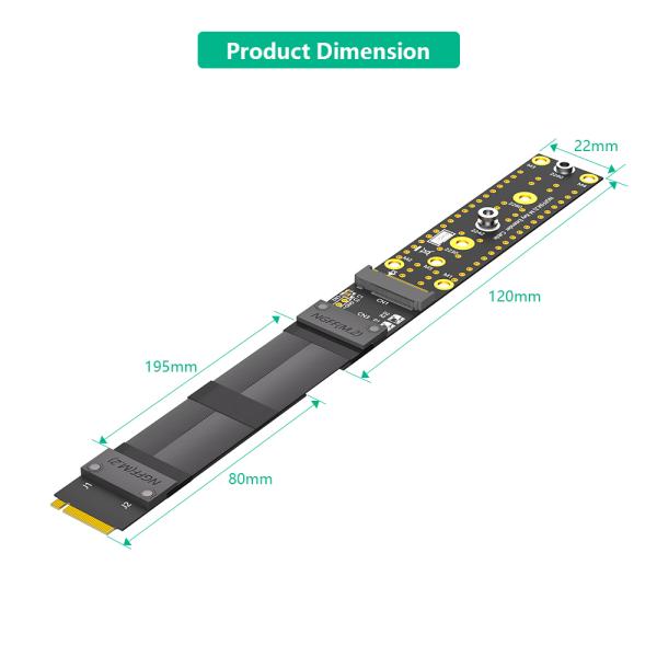 Quality SATA Computer Adapter NVMe SSD Extension Cable 20cm PCIe 3.0 X4 Adapter for sale