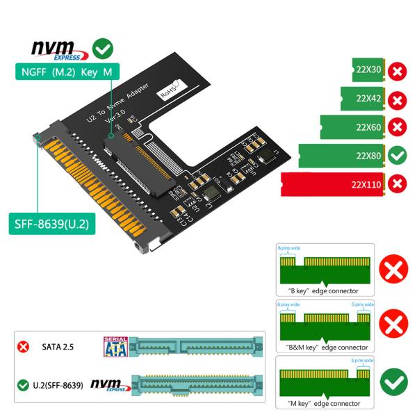 Quality M.2 NGFF NVMe 2.5" SSD To U.2 SFF-8639 Adapter Card OEM for sale