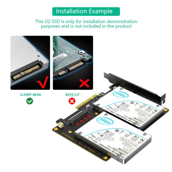 Quality Dual U.2 SSD To PCIe 4.0 X8 Adapter Lightning-Fast Data Transfer for sale