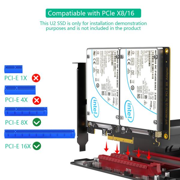 Quality Dual U.2 SSD To PCIe 4.0 X8 Adapter Lightning-Fast Data Transfer for sale