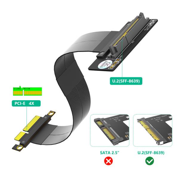 Quality SFF-8639 U.2 90° to PCI-E 3.0 4X Ribbon Extender Cable for and Fast Connectivity for sale