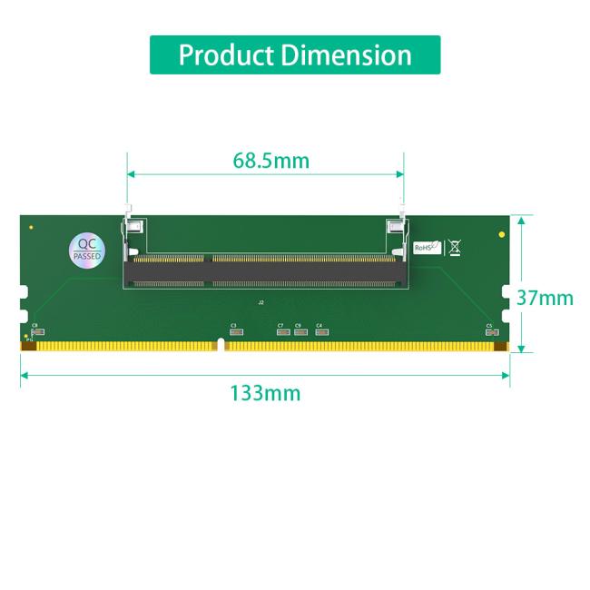 DDR3 204PIN to 240PIN adapter installation example