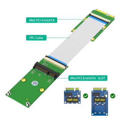 China Flat Flexible  Mini PCI E Cable SSD Extension MSATA Cable Adapter 2 In 1 Combo for sale