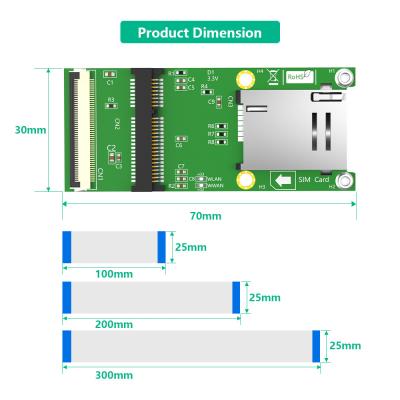 China 52Pin MPCIe Mini PCI E Cable Wireless Adapter Card 1 SIM Slot FPC Cable For Test Wifi Module for sale