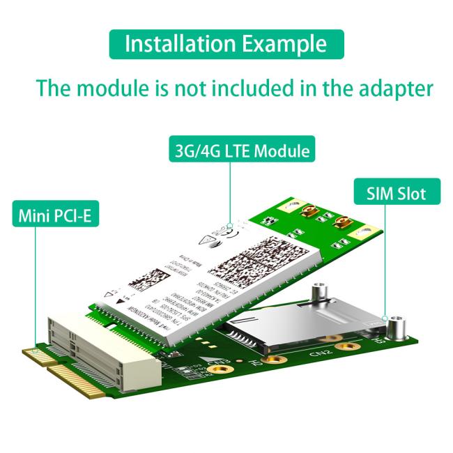 Full Size USB Mini PCI-E Sim Card Adapter with components