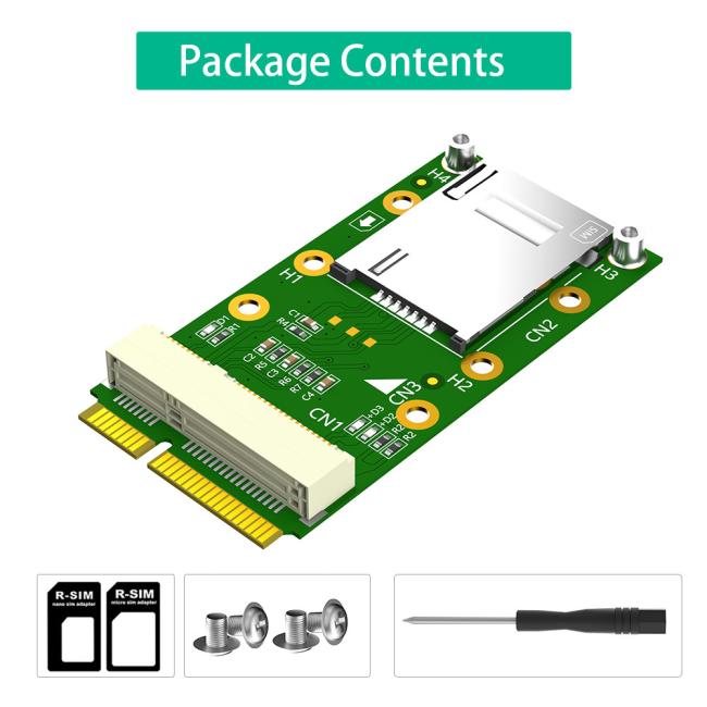 Full Size USB Mini PCI-E Sim Card Adapter installation view