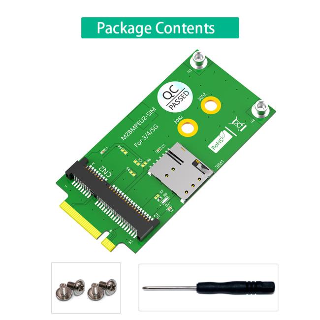 M.2 Key B to Mini PCI-E Adapter package contents