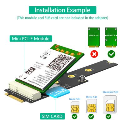 China 3G 4G 5G GSM LTE WIFI Module Mini PCIe Wireless Network Card SIM to NGFF M.2 Key M Socket Card Adapter mPCIe Slot convert NVMe for sale