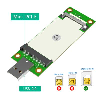 China Mini PCI-E To USB Adapter With SIM Card Slot Quick Data Transfer for sale