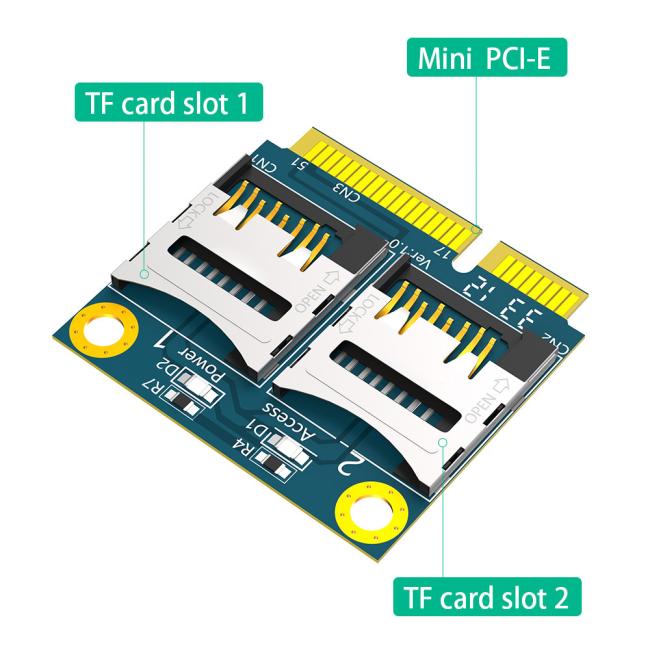 Dual TF to Mini PCI-E adapter installed view